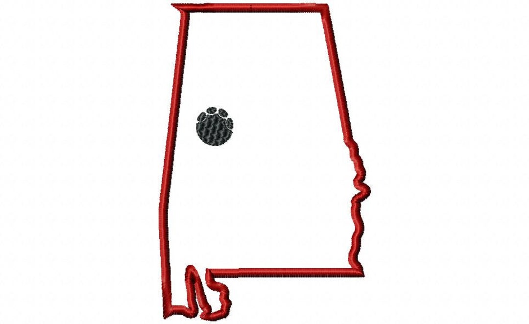 State of Alabama Elephant Paw Print Tuscaloosa Applique Embroidery ...