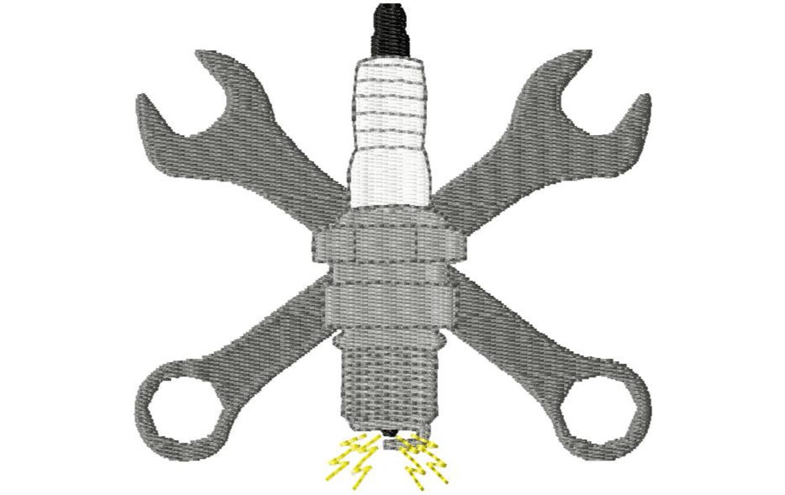 Fill Stitch Mechanic Wrenches Spark Plug Embroidery Design Download ...