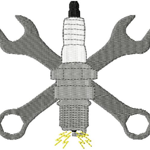Fill Stitch Mechanic Wrenches Spark Plug Embroidery Design - Etsy