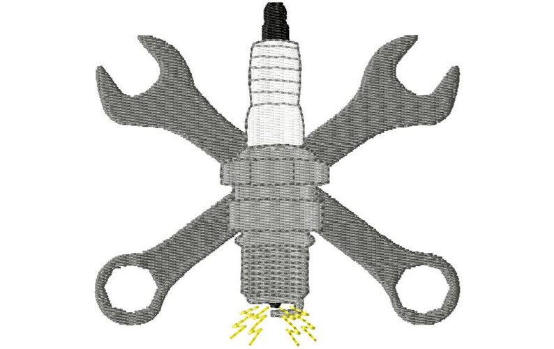 Fill Stitch Mechanic Wrenches Spark Plug Embroidery Design Download ...