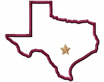 State of Texas Applique With Texas Star Embroidery Design - Etsy