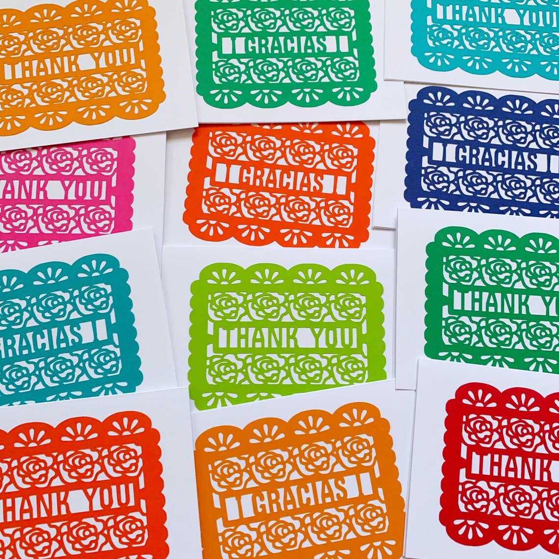 Thank You Gracias Cards Paper Cut Cards Papel Picado | Etsy