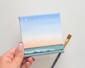 Mini Canvas Painting Ocean Sunset & Moon Original Acrylic - Etsy