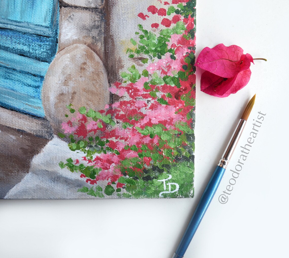 Mediterranean - Original Acrylic Painting on Canvas Board, /12x16 In ...