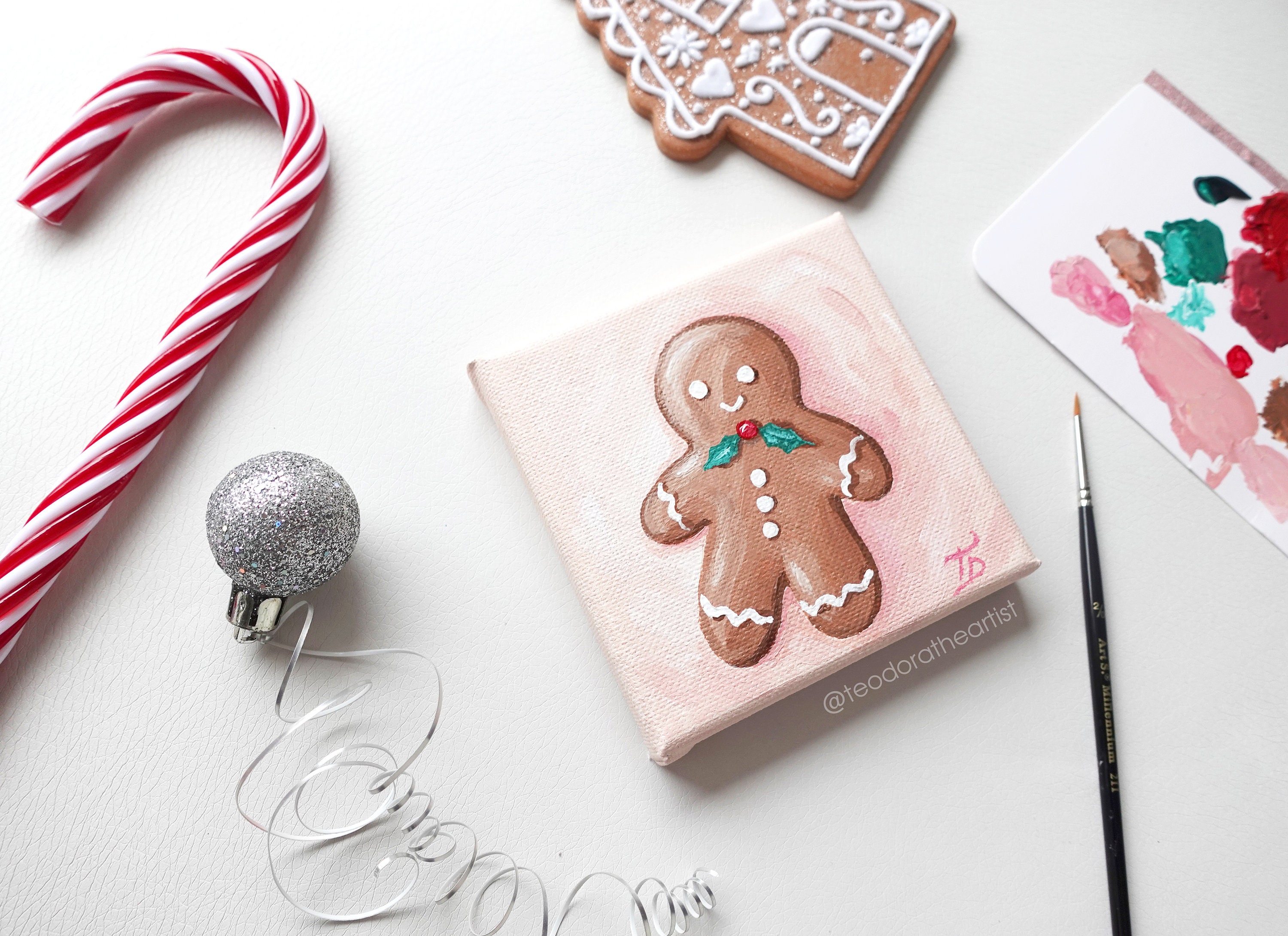 Mini Christmas Painting Gingerbread Man | Original Painting on Cute ...