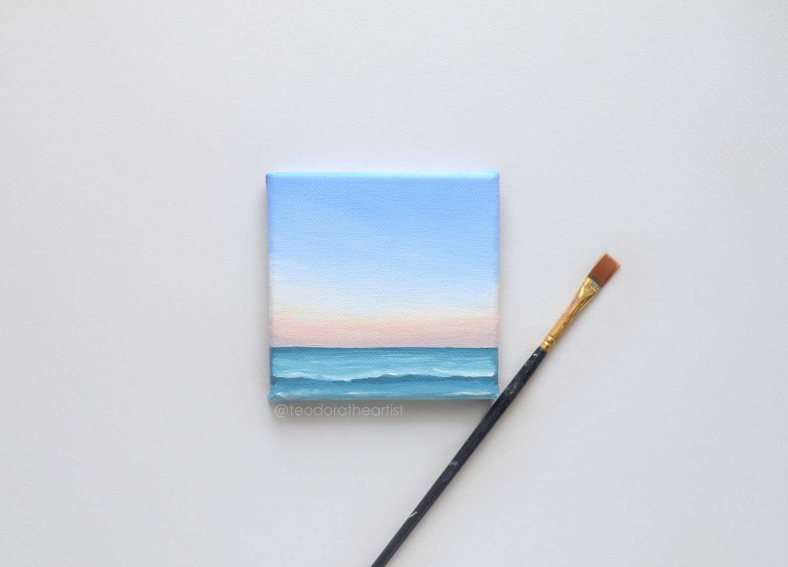 Mini Canvas Painting Ocean and Sunset Original Acrylic Painting ...