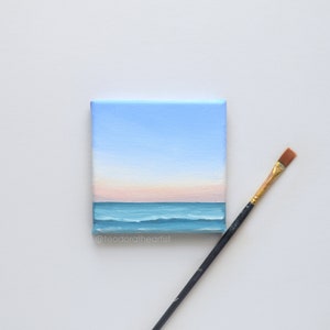 Mini Canvas Painting Ocean and Sunset Original Acrylic Painting ...
