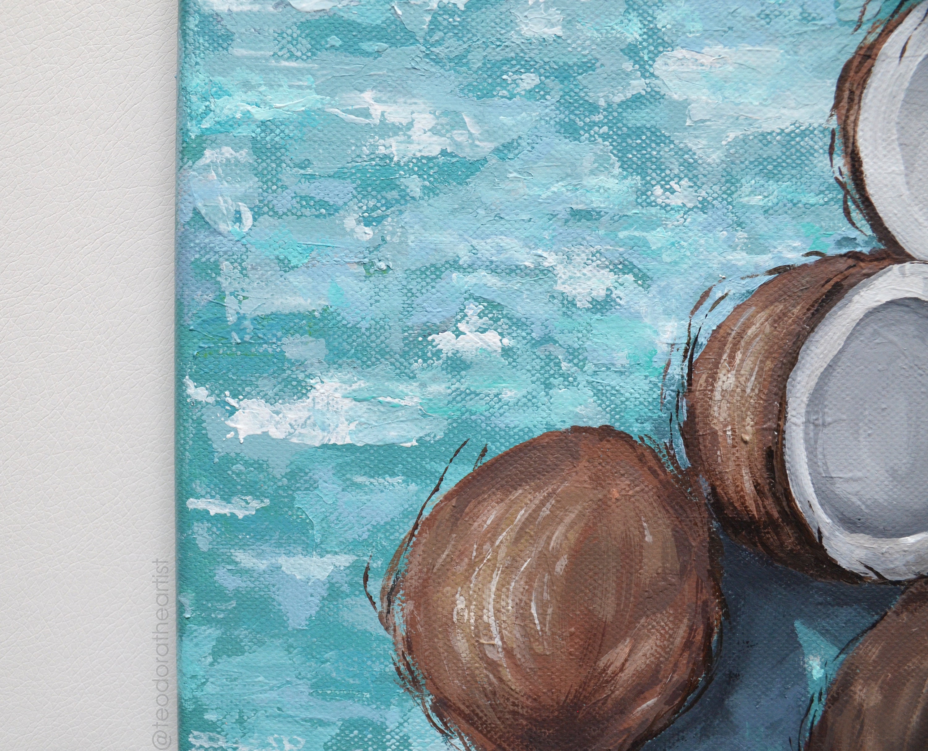 Coconuts Acrylic Painting on Canvas Kitchen Wall Decor Original ...