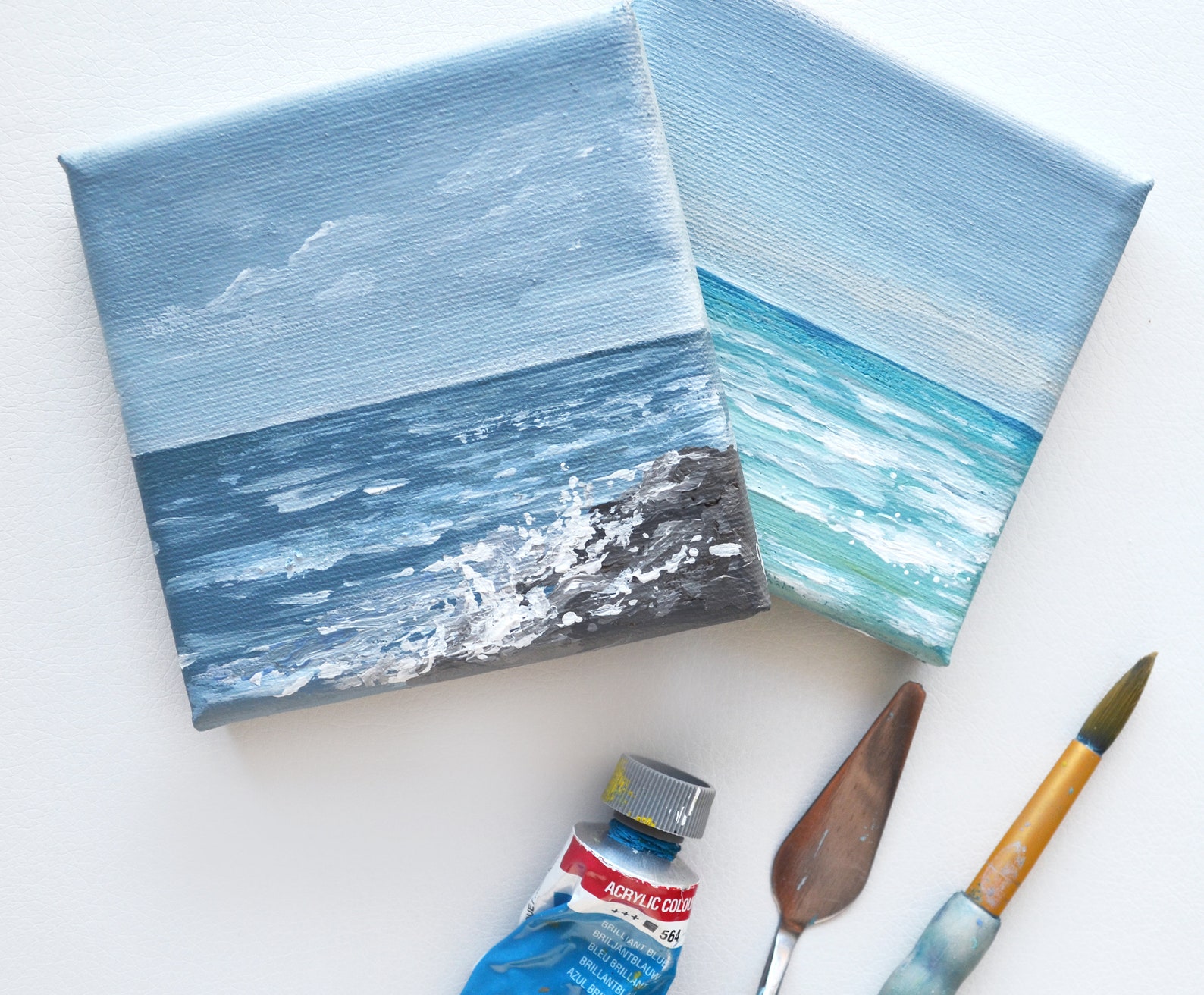 Mini Painting 4x4 Acrylic Painting Original Art Coastal Wall Art Small ...