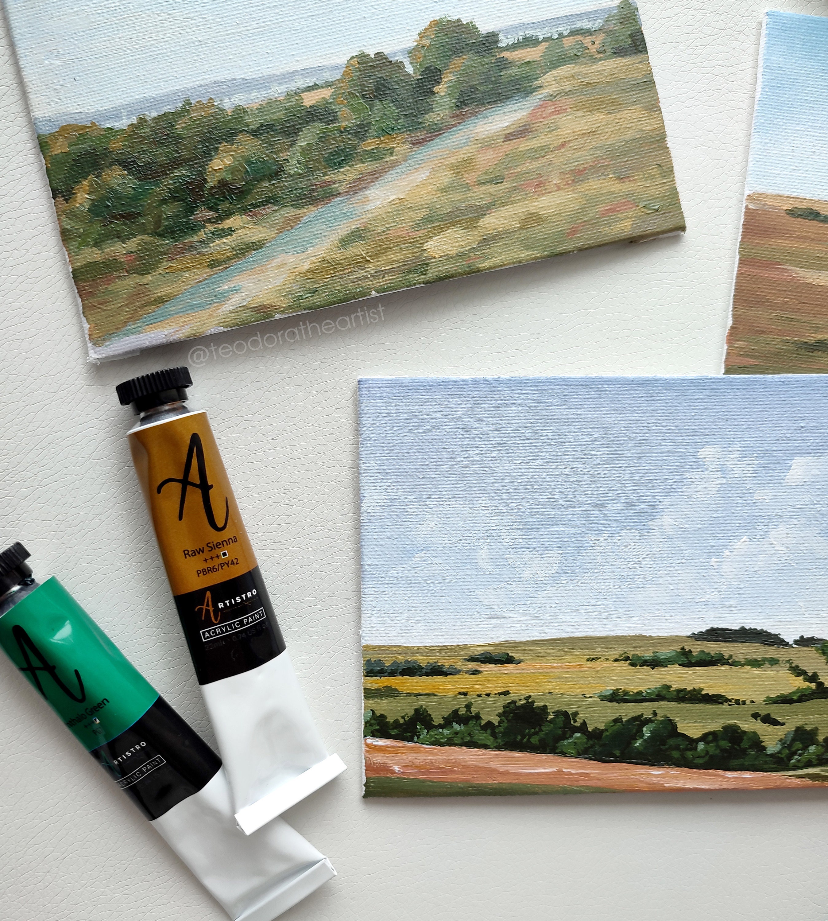 Original Landscape Painting on Postcard Acrylic Mini Canvas Painting ...