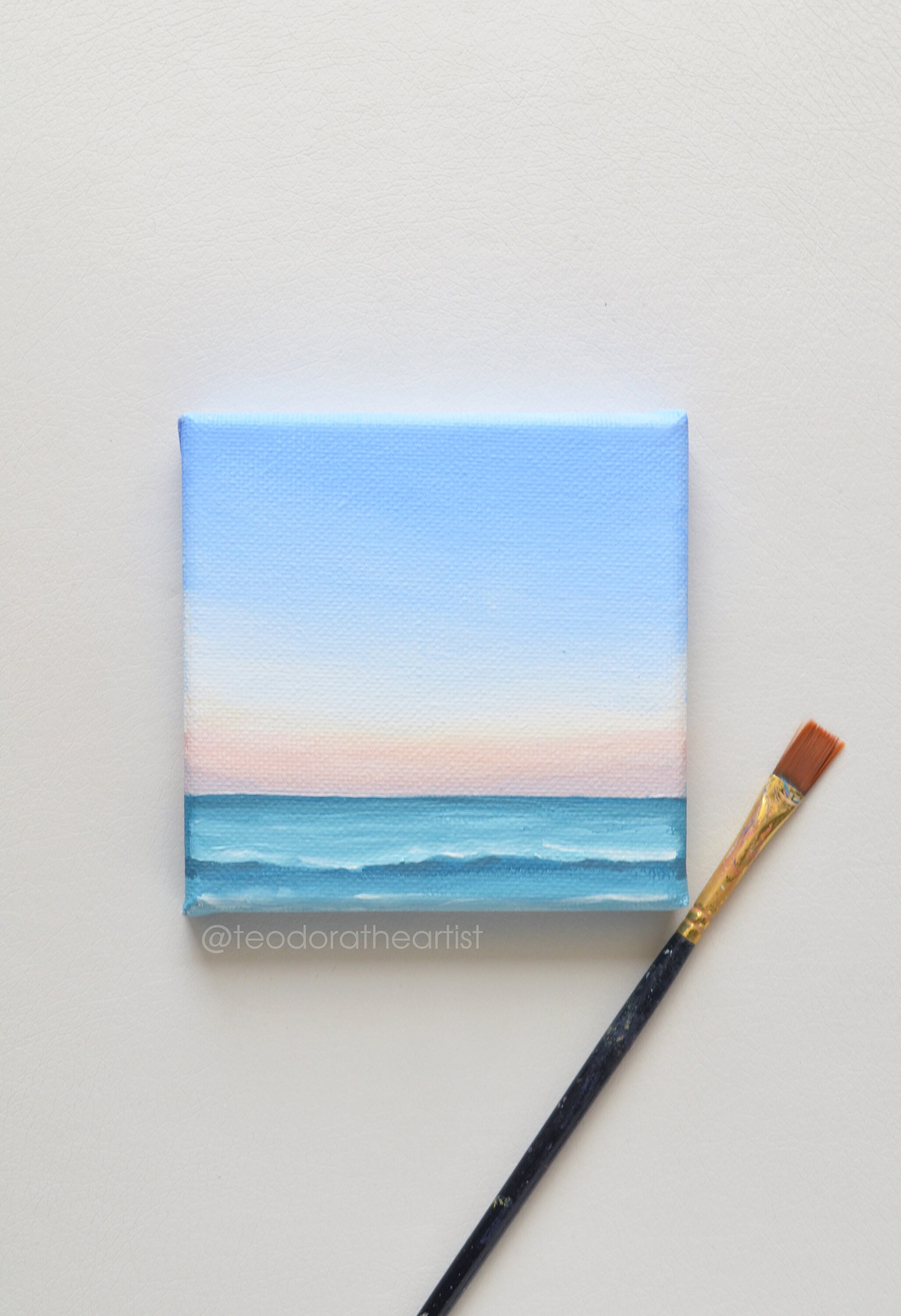 Mini Canvas Painting Ocean and Sunset Original Acrylic Painting ...