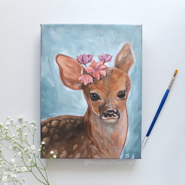 Baby Deer Painting - Etsy