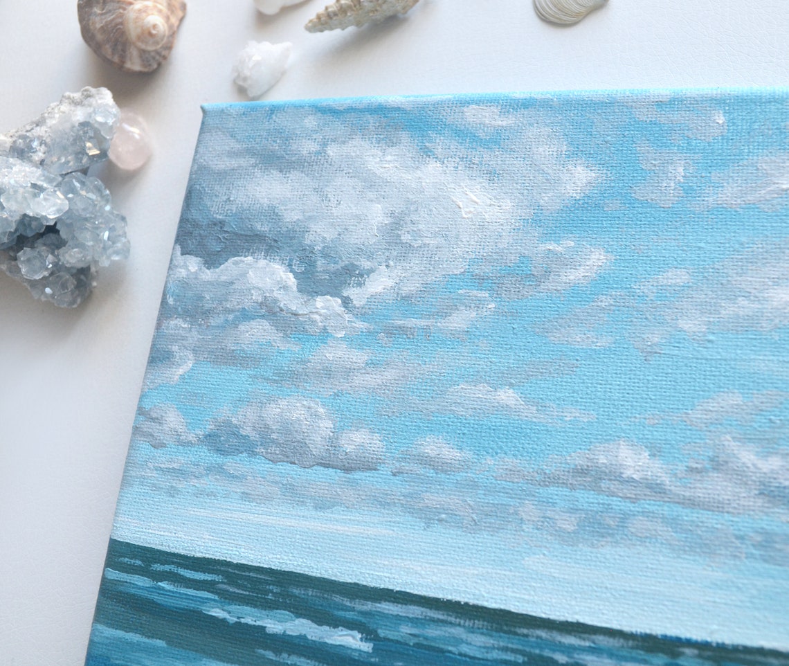 Original Acrylic Painting on Canvas free 8x8 in Mini Landscape Painting ...