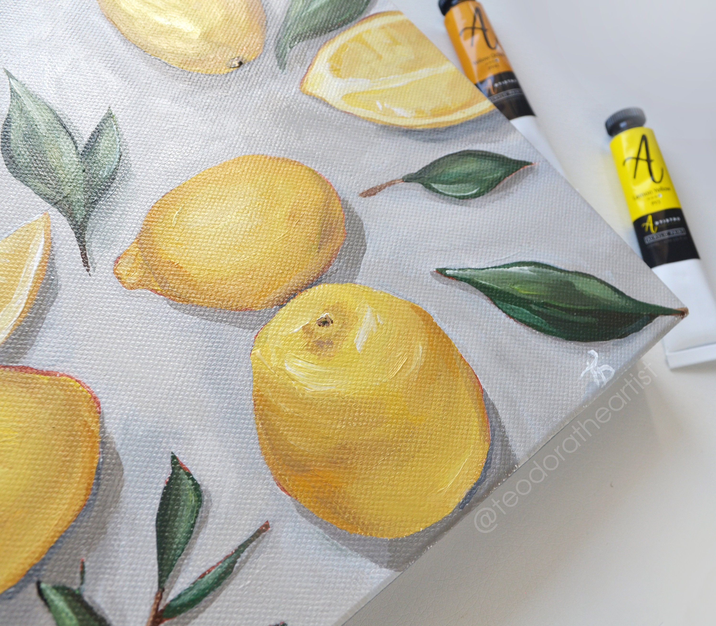Lemons Acrylic Painting on Canvas Kitchen Wall Art - Etsy