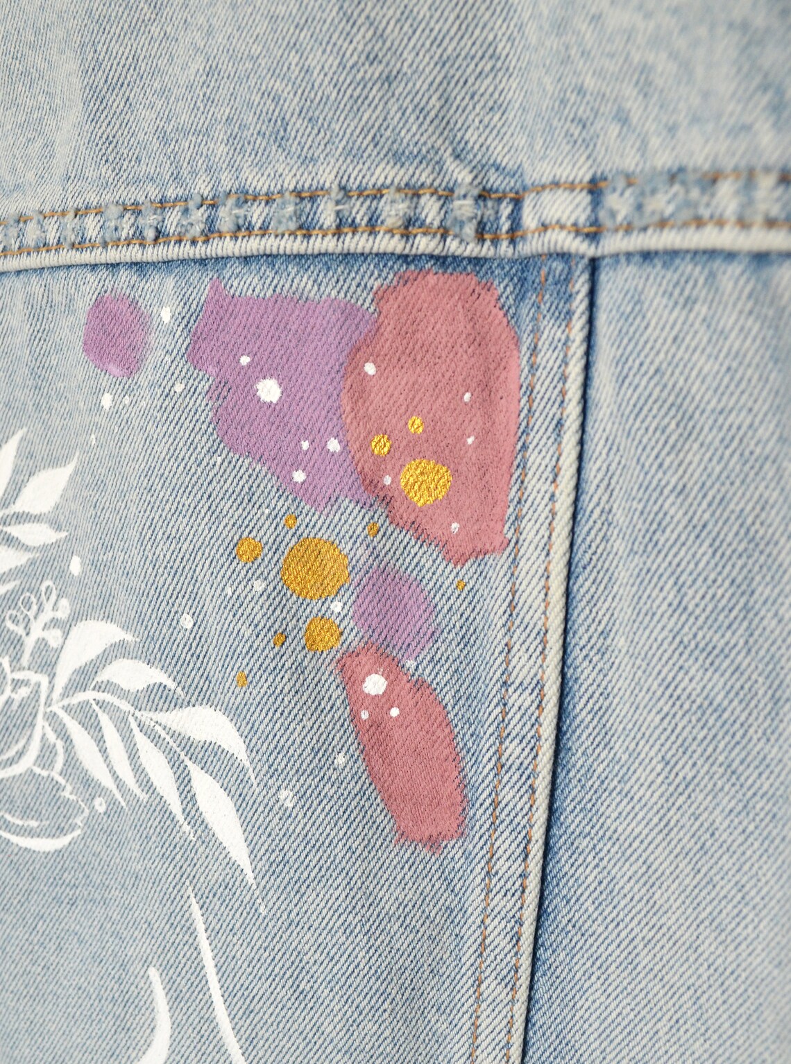 Hand Painted Denim Vest Original Line Art of Woman - Etsy