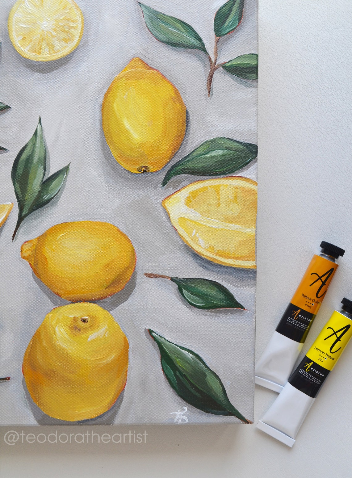 Lemons Acrylic Painting on Canvas Kitchen Wall Art - Etsy
