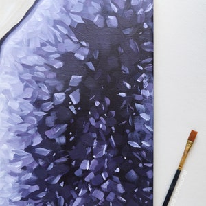 Amethyst Crystal Geode Original Acrylic Painting on Canvas | Crystal ...