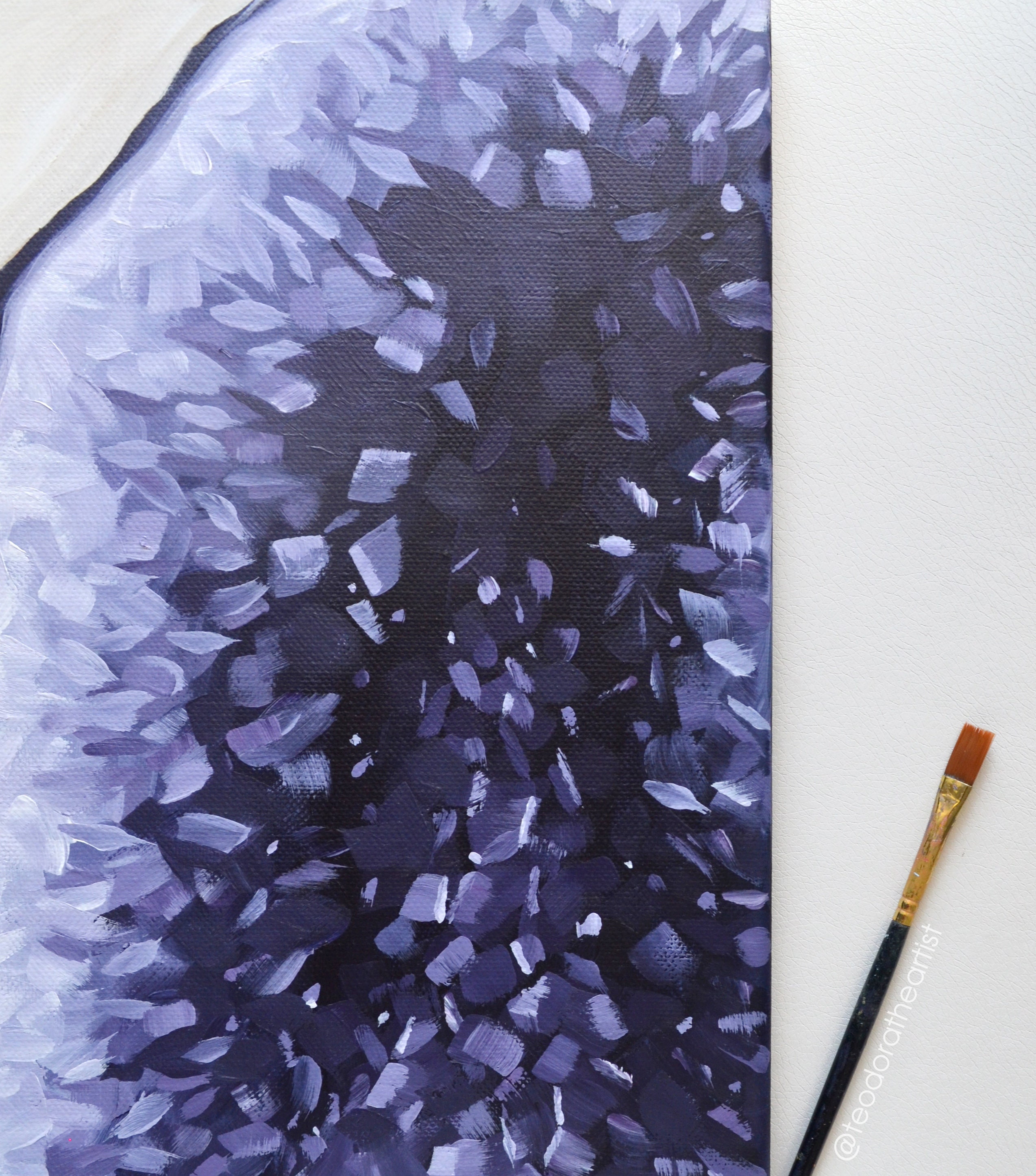Amethyst Crystal Geode Original Acrylic Painting on Canvas | Crystal ...