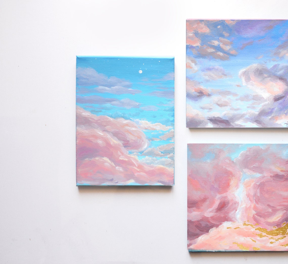 Pink Dreamscape - Small Acrylic Painting on Canvas - Original Artwork ...