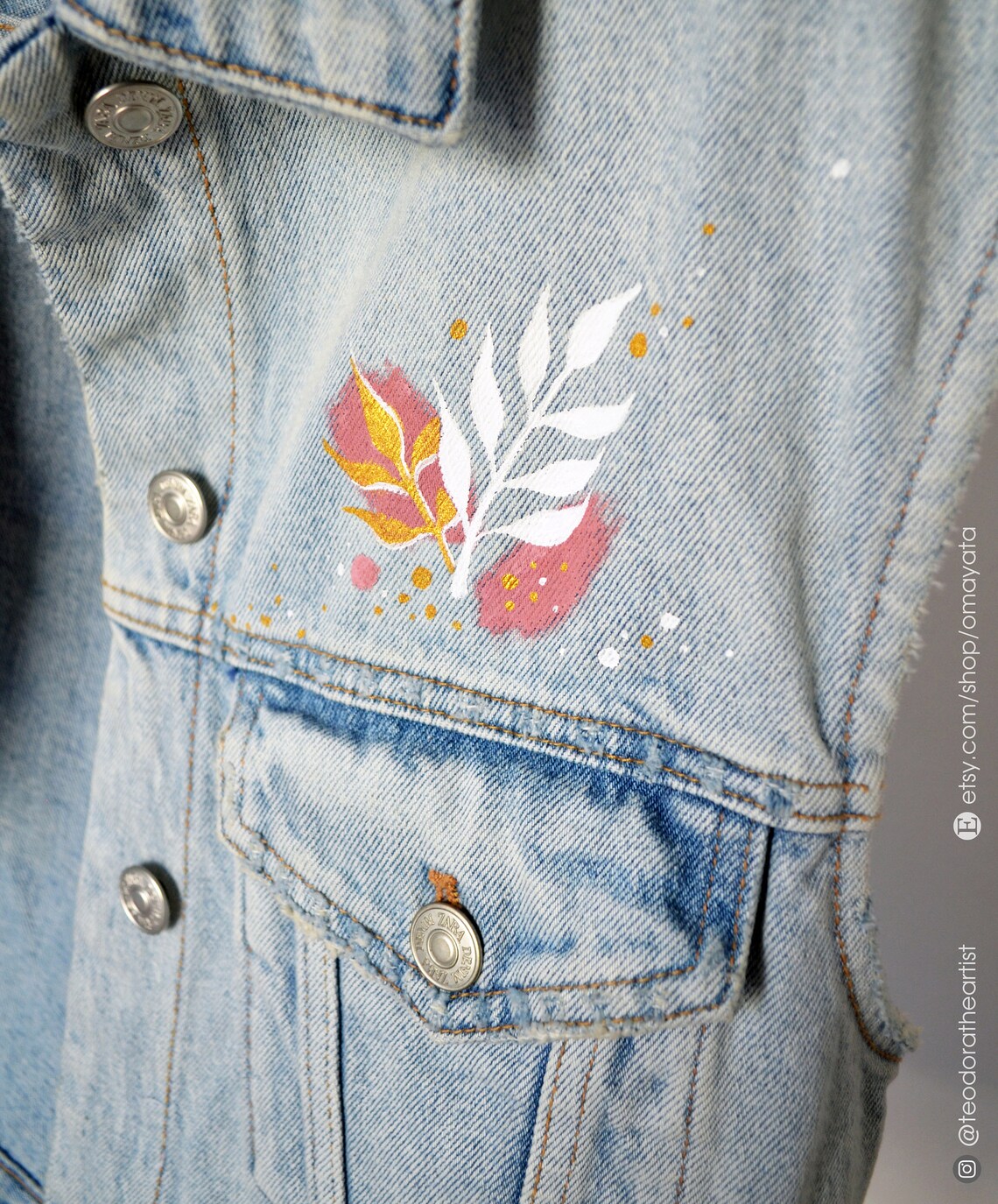 Hand Painted Denim Vest Original Line Art of Woman - Etsy