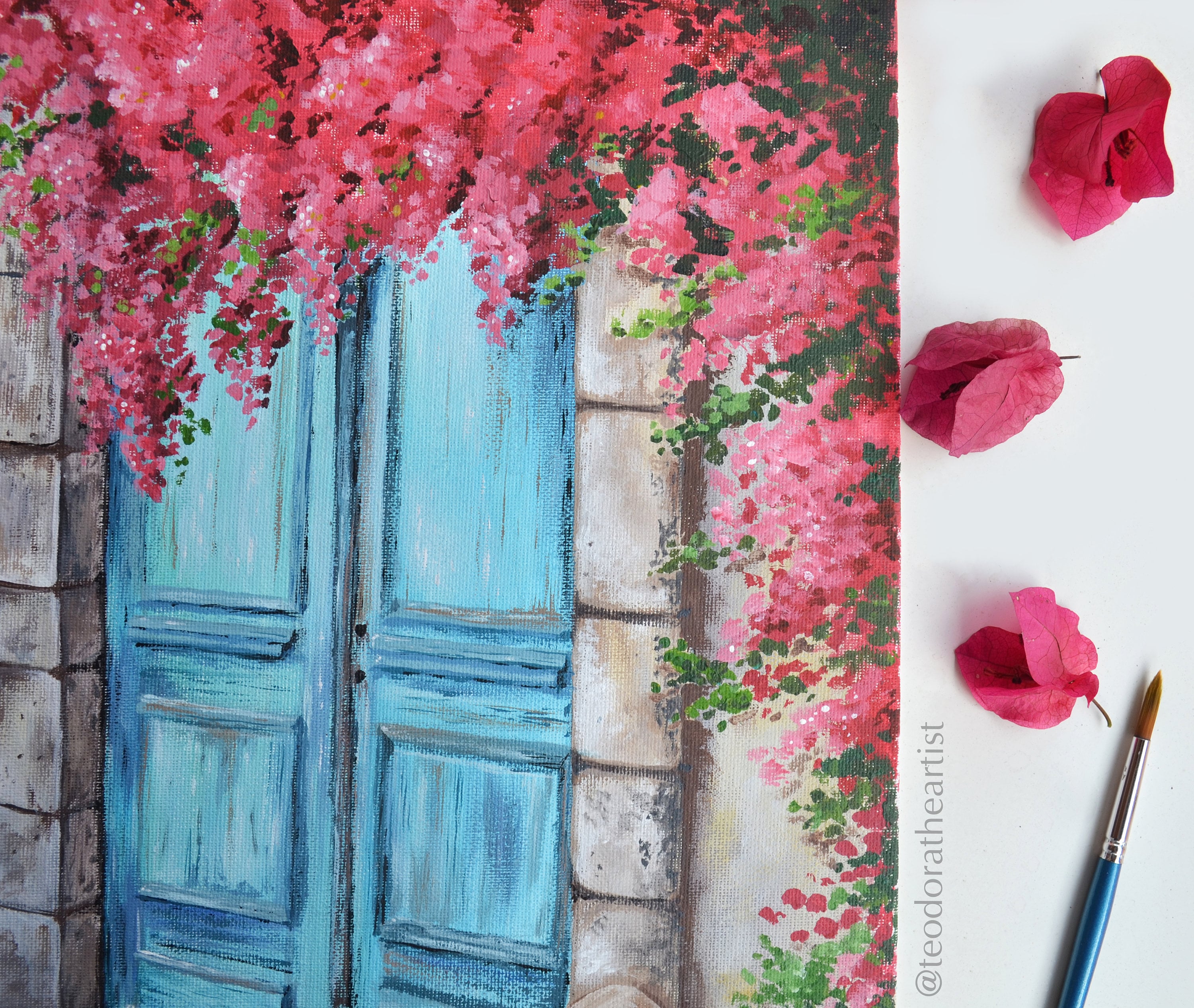 Mediterranean - Original Acrylic Painting on Canvas Board, /12x16 In ...