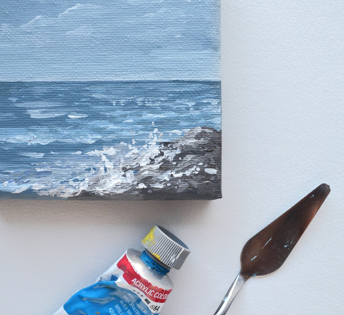Mini Painting 4x4 Acrylic Painting Original Art Coastal Wall Art Small ...
