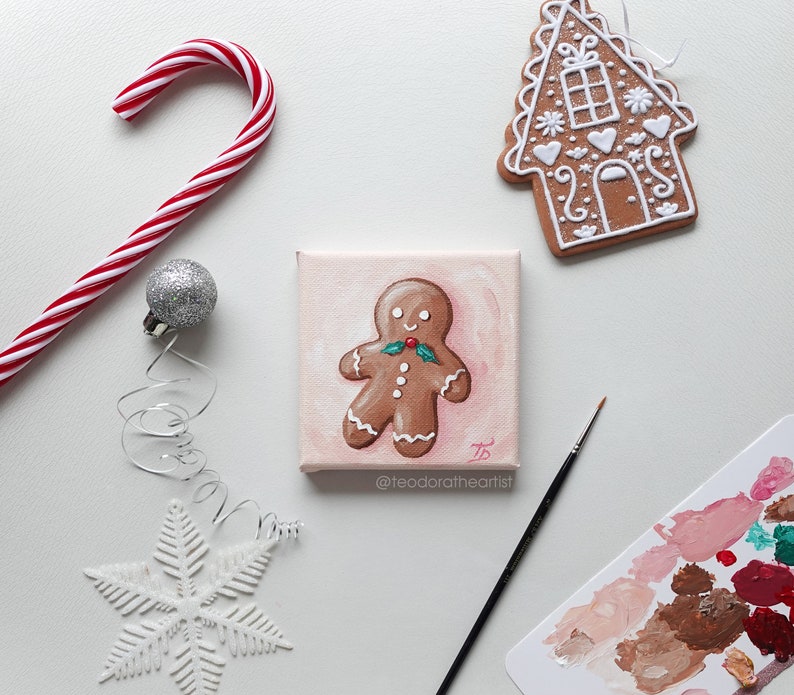 Mini Christmas Painting Gingerbread Man | Original Painting on Cute ...