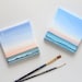 Mini Canvas Painting Ocean, Sunset & Moon Original Acrylic Painting ...