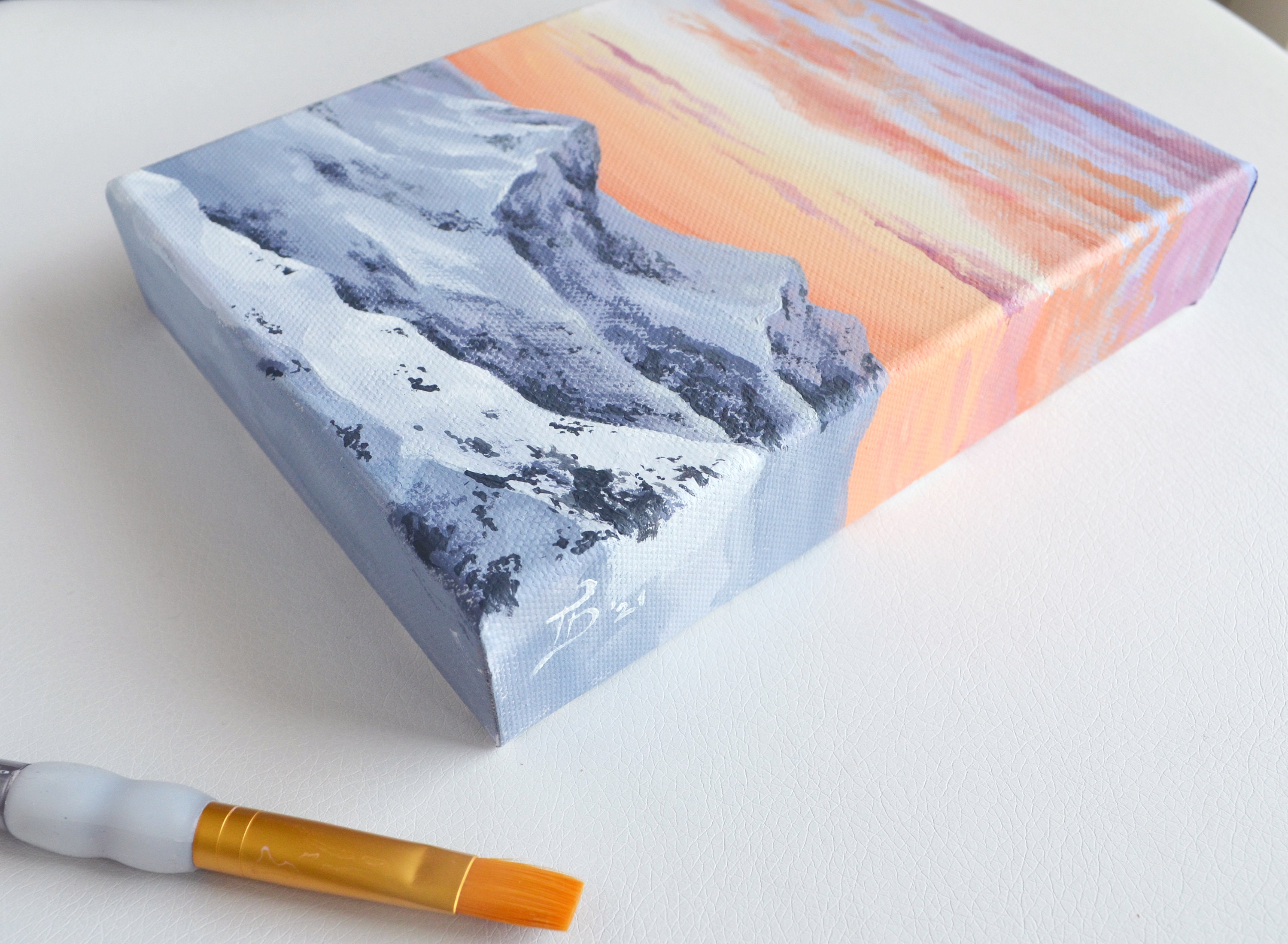 Small Canvas Artwork | Original Acrylic Painting on Canvas- Snowy ...