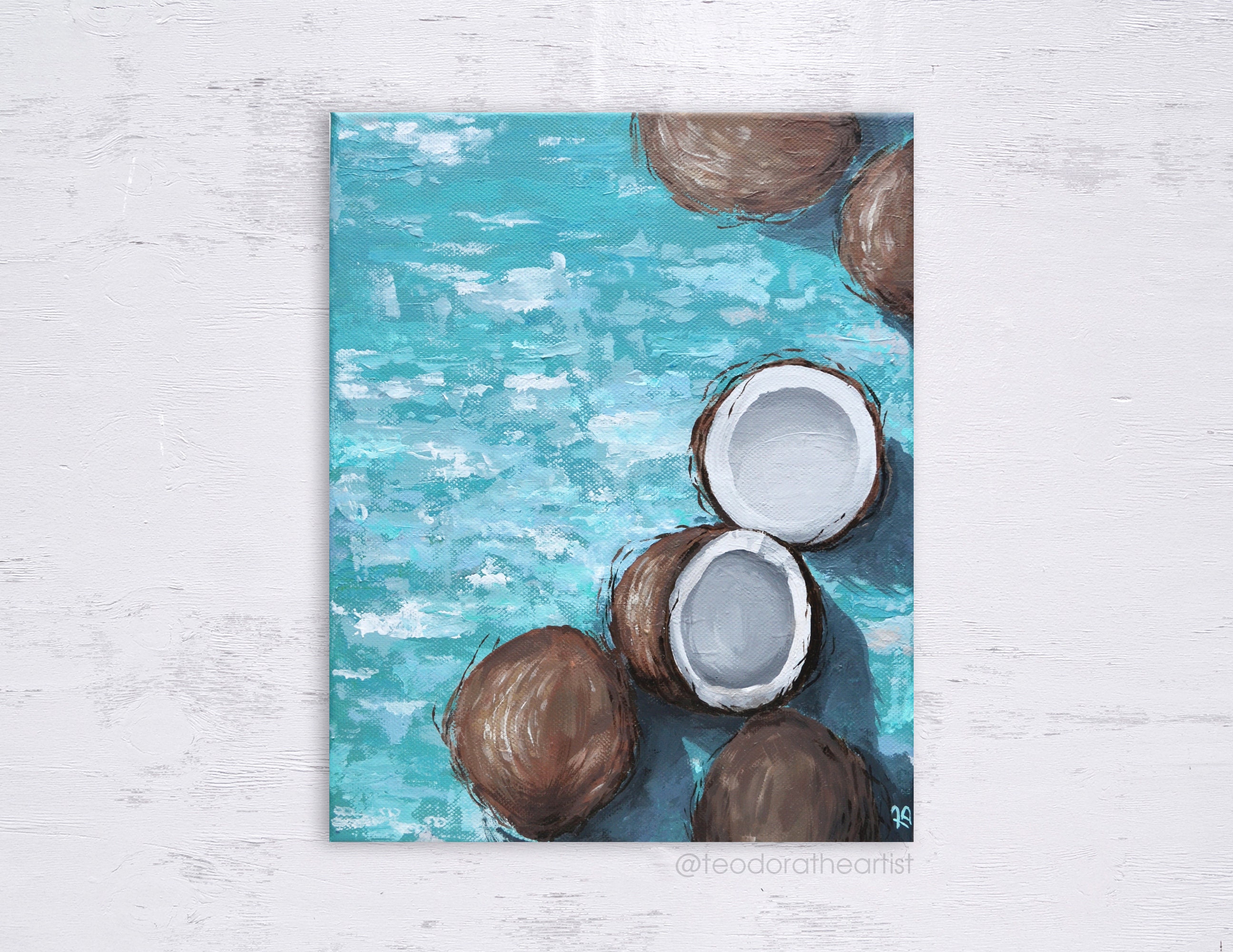 Coconuts Acrylic Painting on Canvas Kitchen Wall Decor Original ...