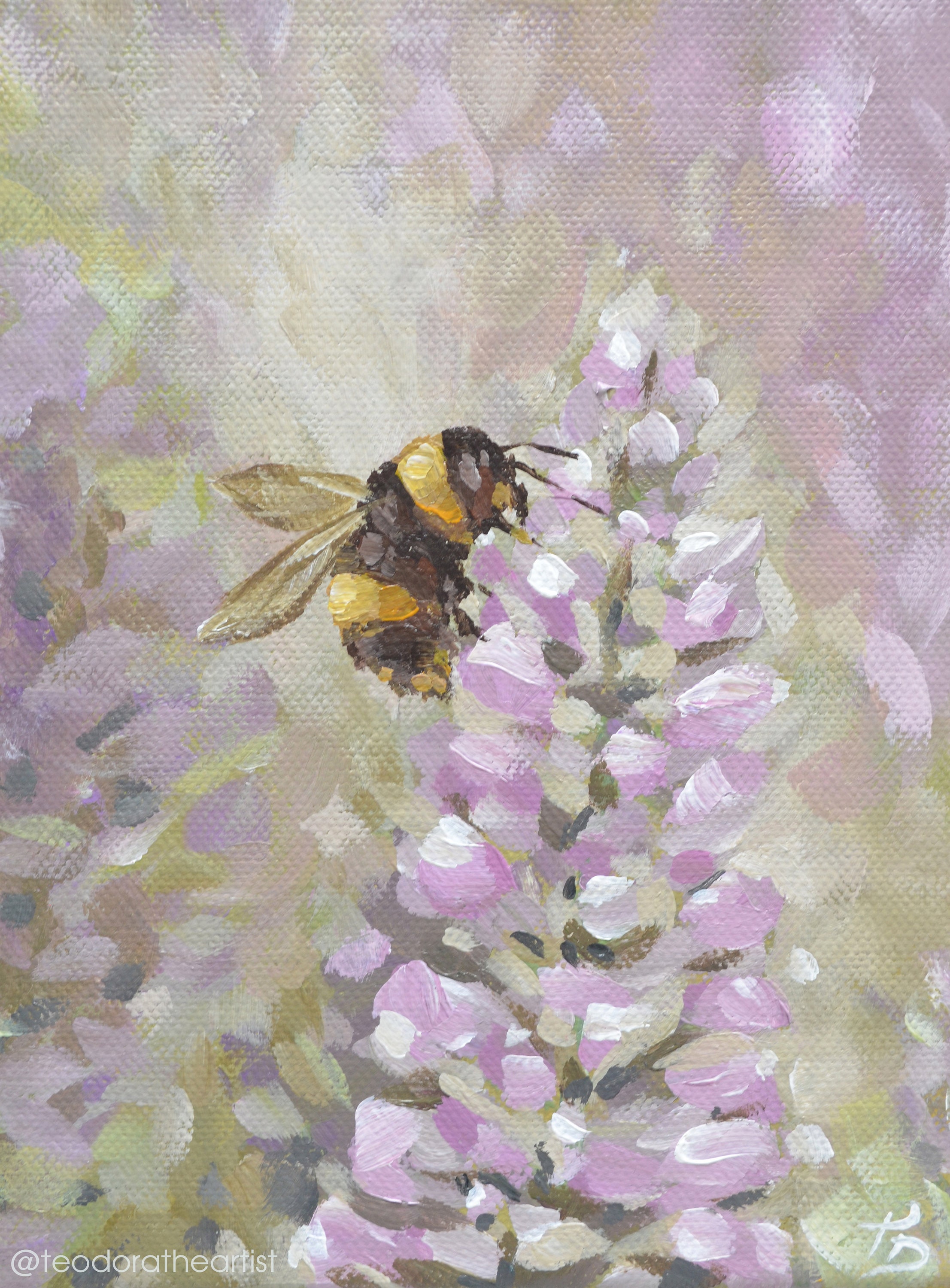 Original Acrylic Painting on Small Canvas Bumble Bee Art - Etsy