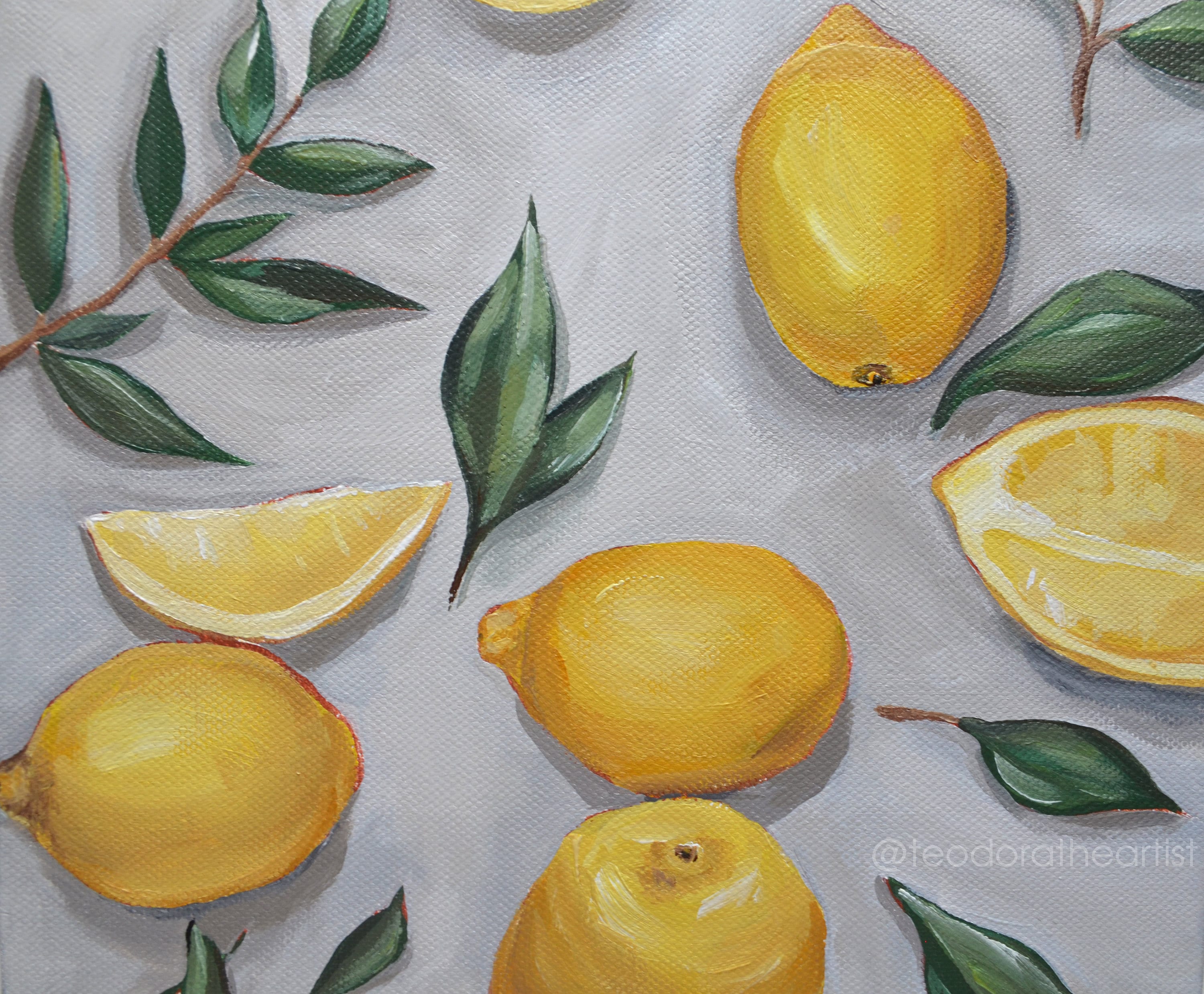 Lemons Acrylic Painting on Canvas Kitchen Wall Art - Etsy