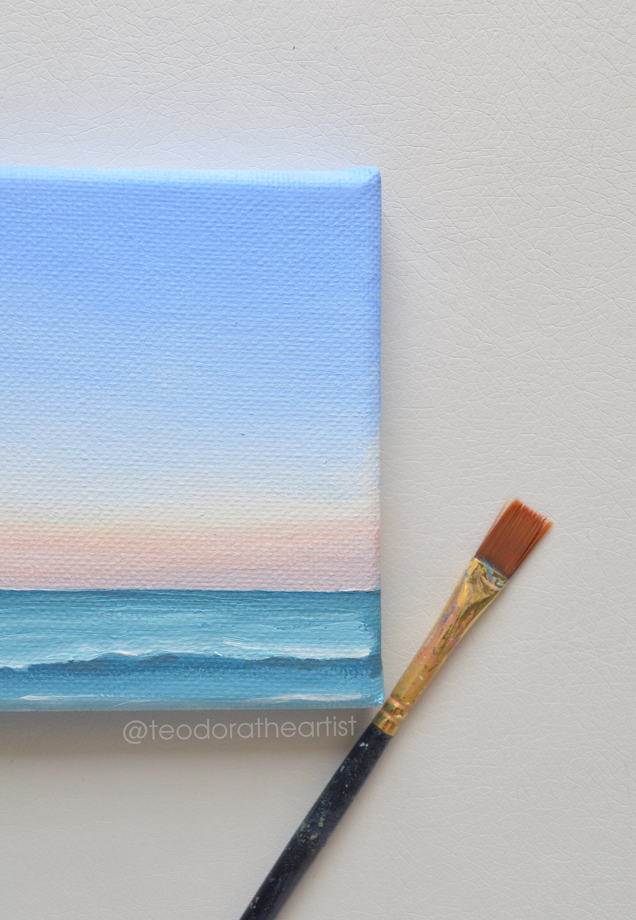 Mini Canvas Painting Ocean and Sunset Original Acrylic Painting ...