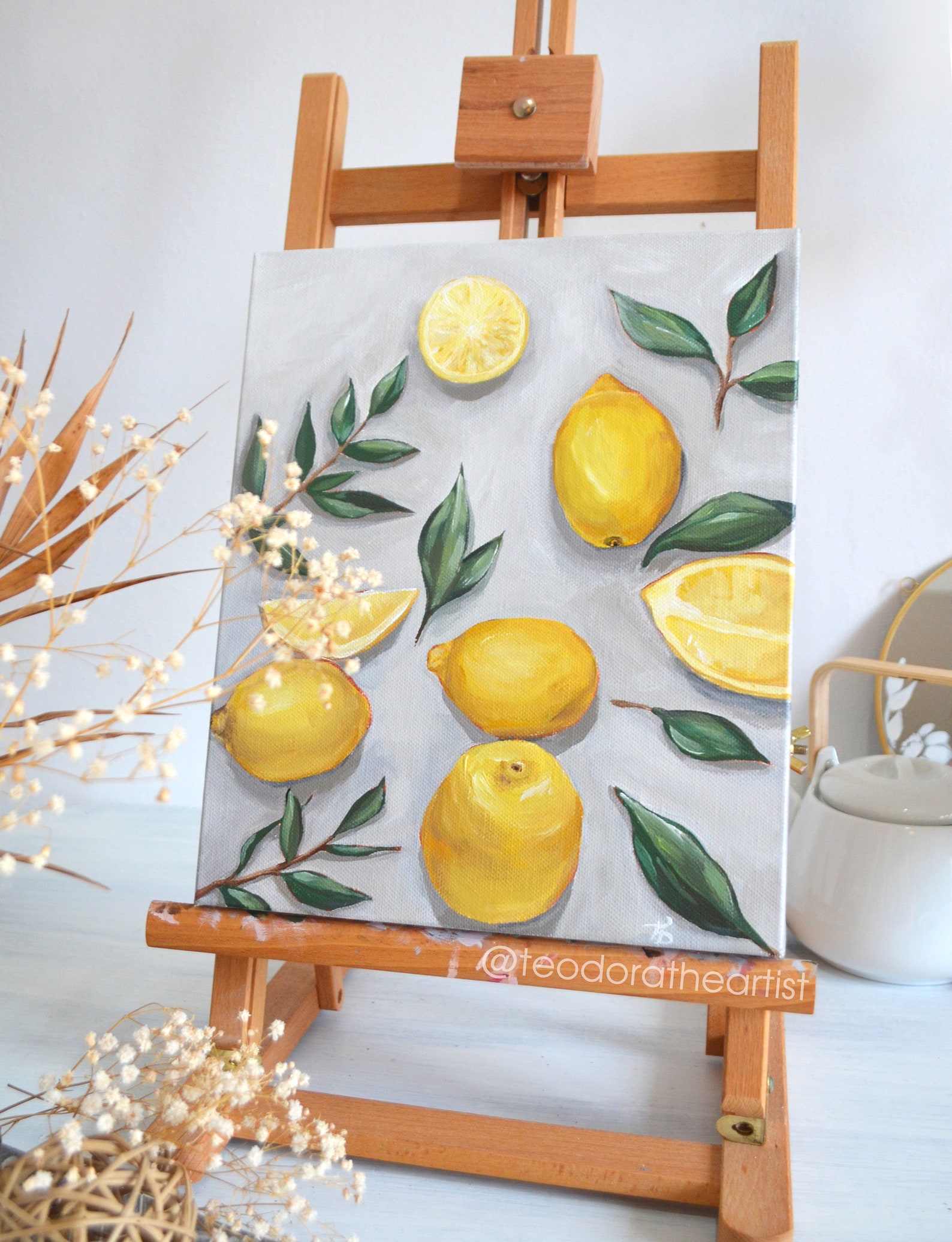 Lemons Acrylic Painting on Canvas | Kitchen Wall Art | Original Food ...