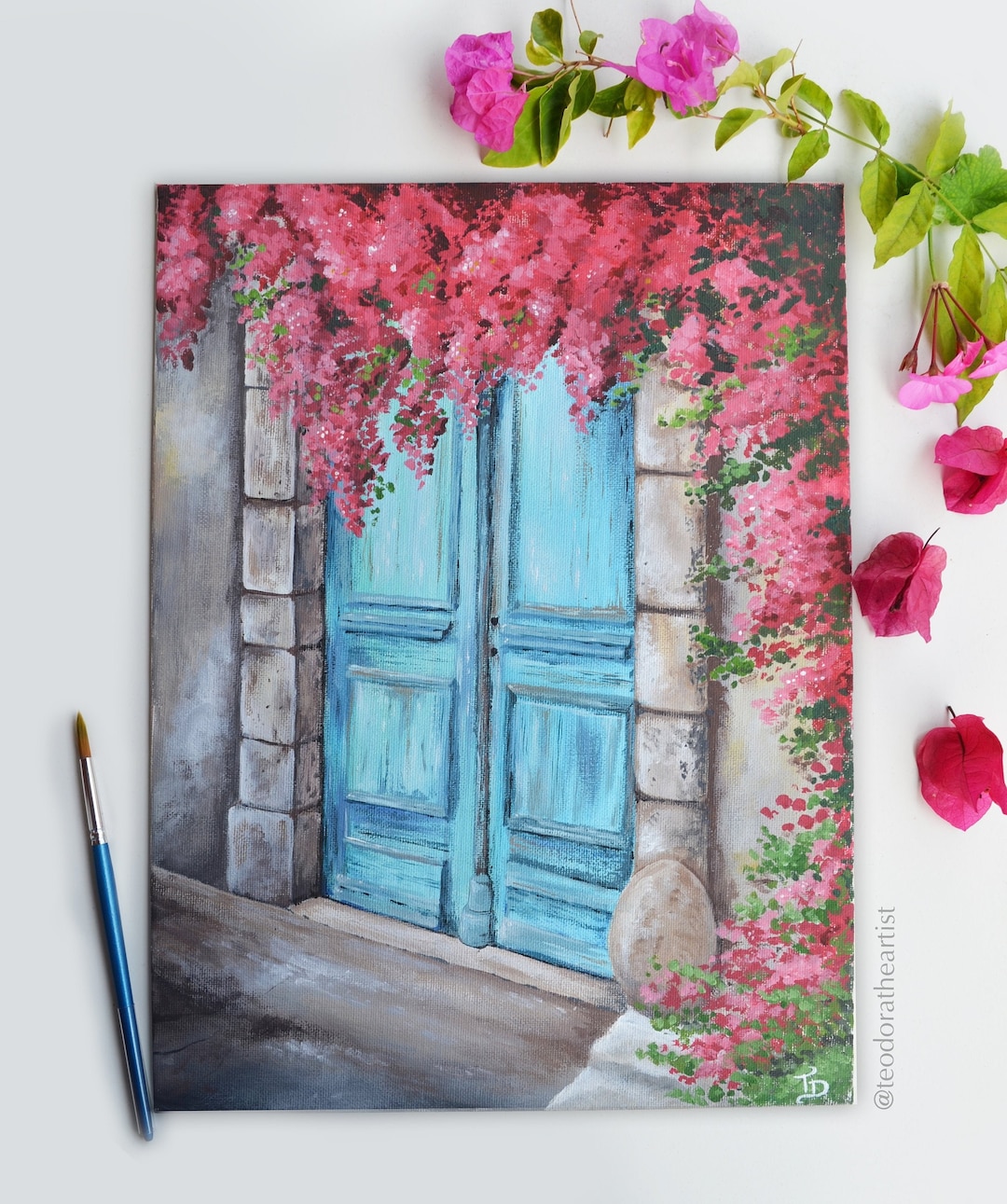 Mediterranean - Original Acrylic Painting on Canvas Board, /12x16 In ...