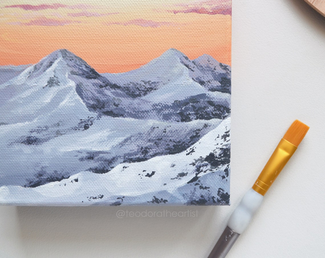 Small Canvas Artwork | Original Acrylic Painting on Canvas- Snowy ...