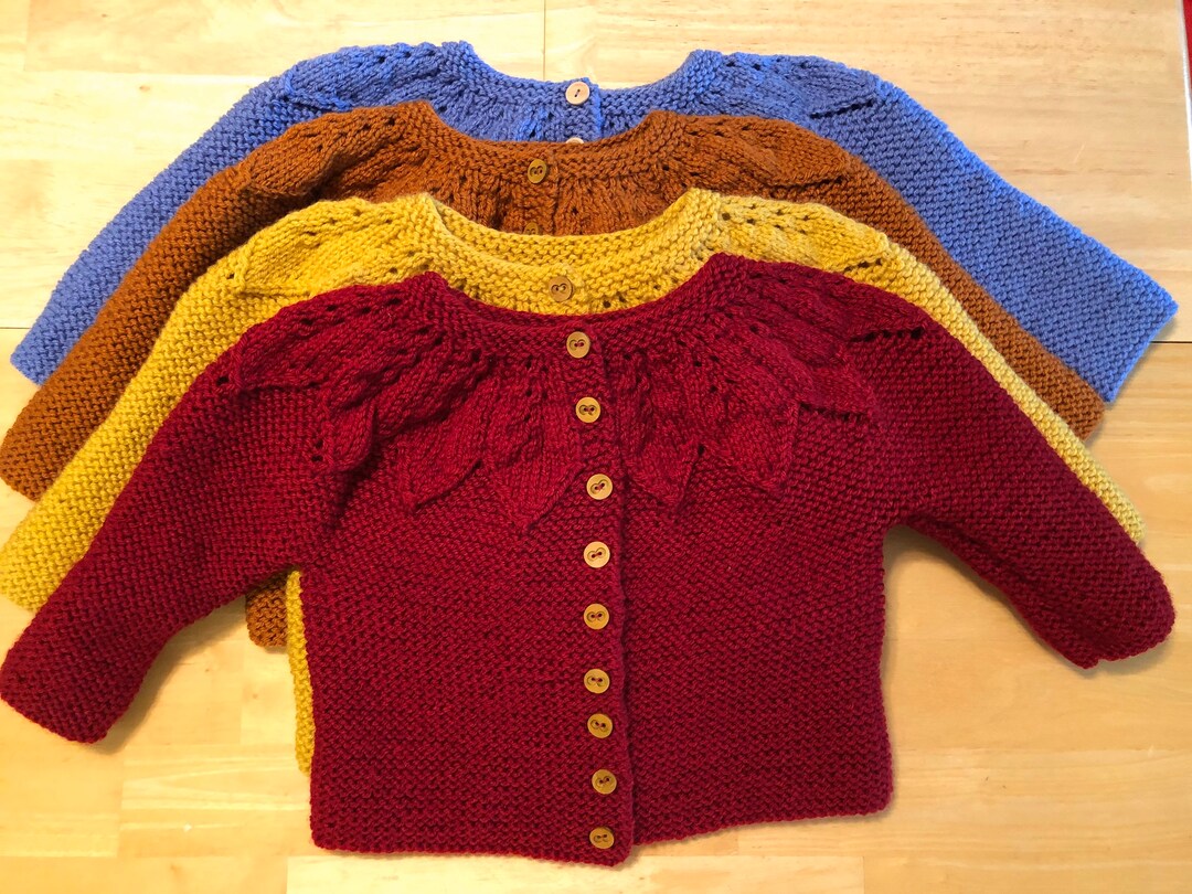 Baby Girl Leaf Pattern Cardigan - Etsy