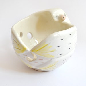 White Ceramic Baby Sloth Yarn Bowl, Knitting Bowl, Wool Bowl. Decorated ...