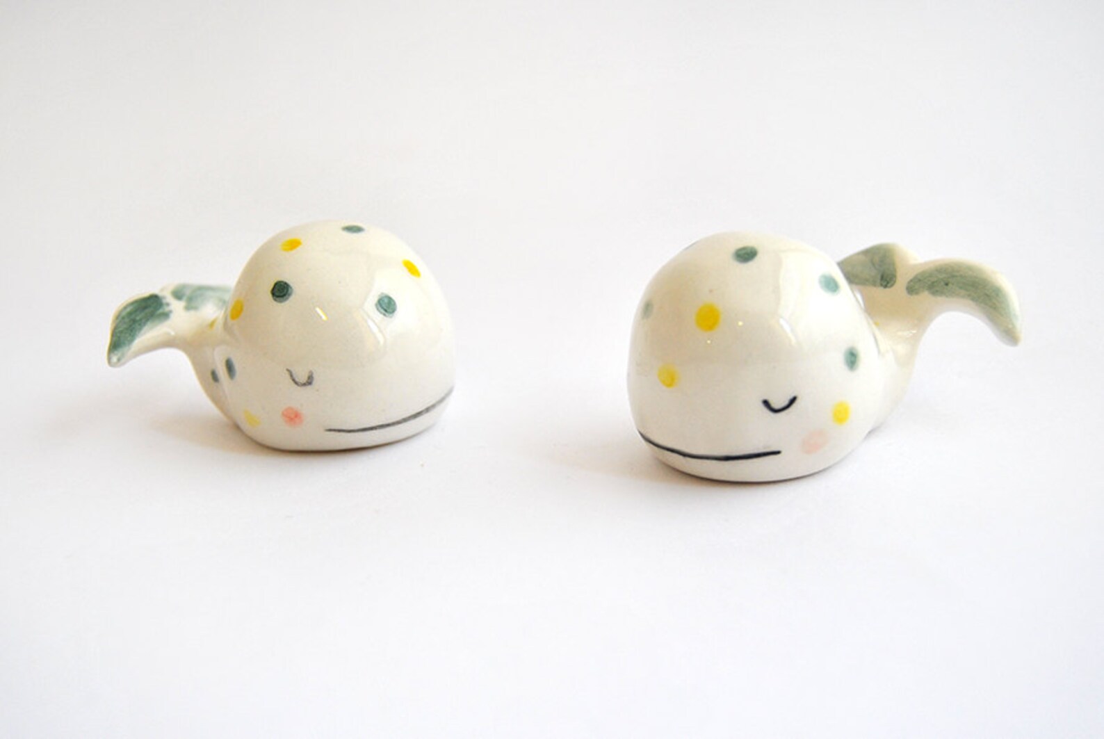 Ceramic Whale Miniature in White Clay and Decorated With - Etsy