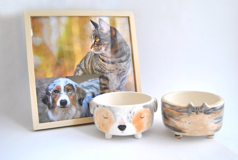 Personalized Ceramic Pet Feeder, Pet Bowl, Cat or Dog Shape ...