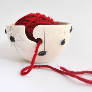 Special Halloween. Ceramic Yarn Bowl With Black Spiders, Webs and Red ...