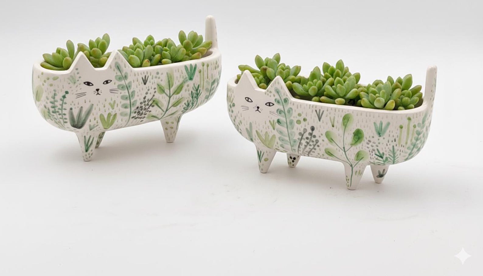 Ceramic Cat Nature Planter, Elongated Shape, for Plants and Flowers ...
