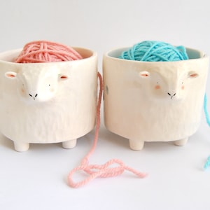 Ceramic Yarn Bowl, White Sheep Shape. Ceramic Knitting Bowl, Sheep ...