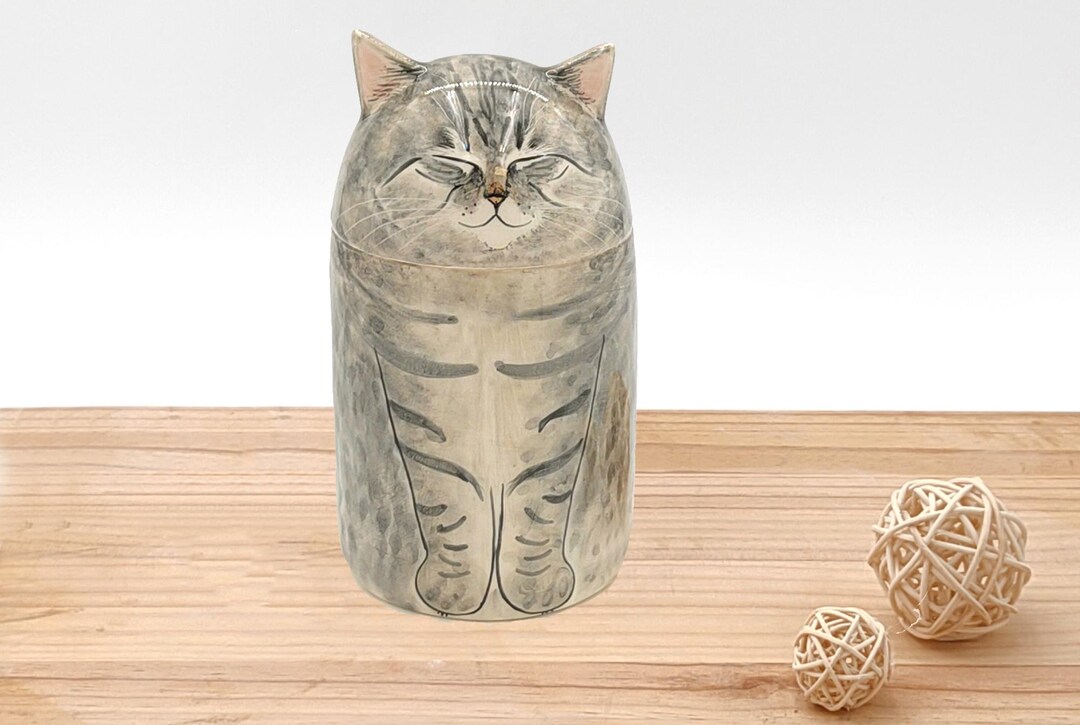 Personalized Cat Urn With Semi-spherical Cover. Closed Eyes. With Name ...