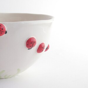 Ladybug Ceramic Yarn Bowl, With 3D Red Ladybugs and Green Grass ...