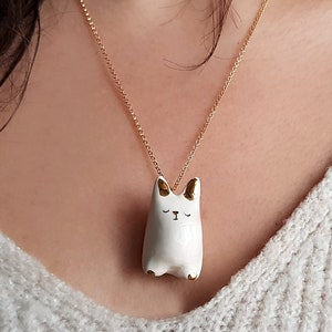 Rabbit Ceramic Pendant With 22k Real Gold Details and Gold | Etsy
