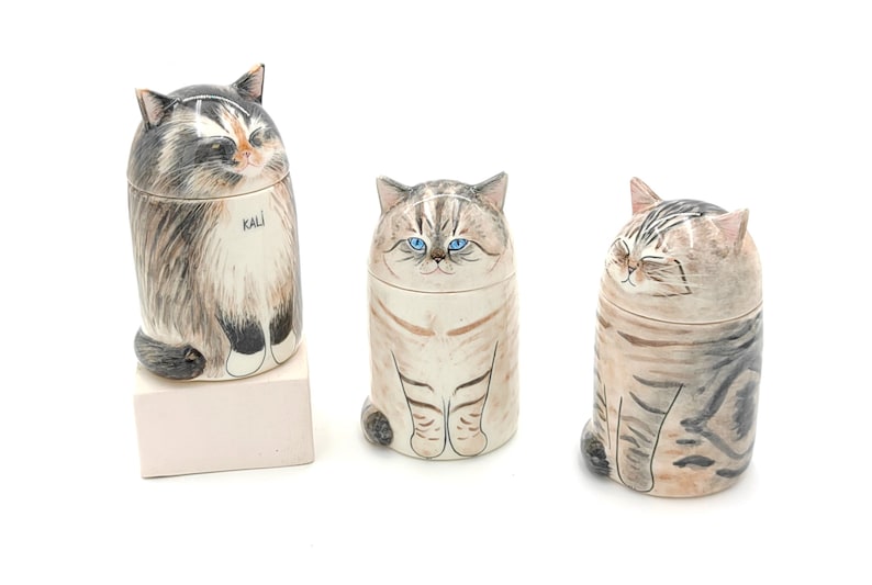 Personalized Cat Urn With Semi-spherical Cover. Closed Eyes. With Name ...