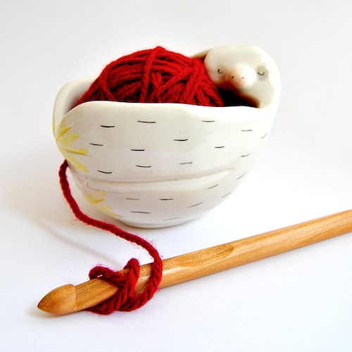 White Ceramic Baby Sloth Yarn Bowl Knitting Bowl Wool Bowl. | Etsy