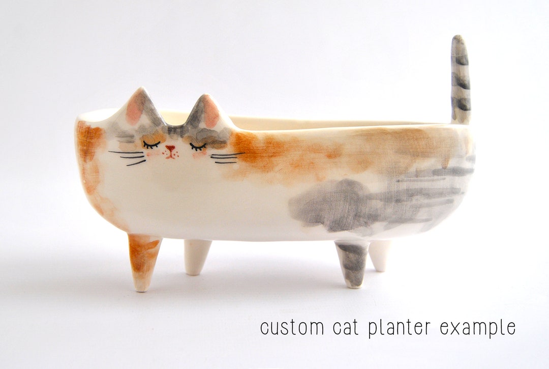 Ceramic Cat or Pet Planter Personalizated, Oval Shape and Four Legs ...