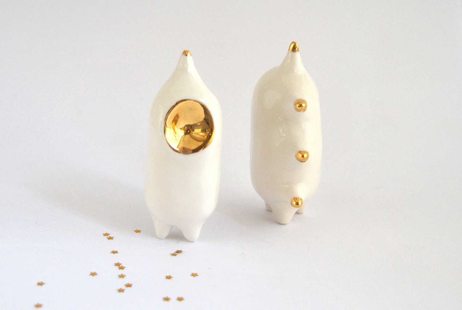 Ceramic Alien Figure in White Clay With Real Gold Details | Etsy UK